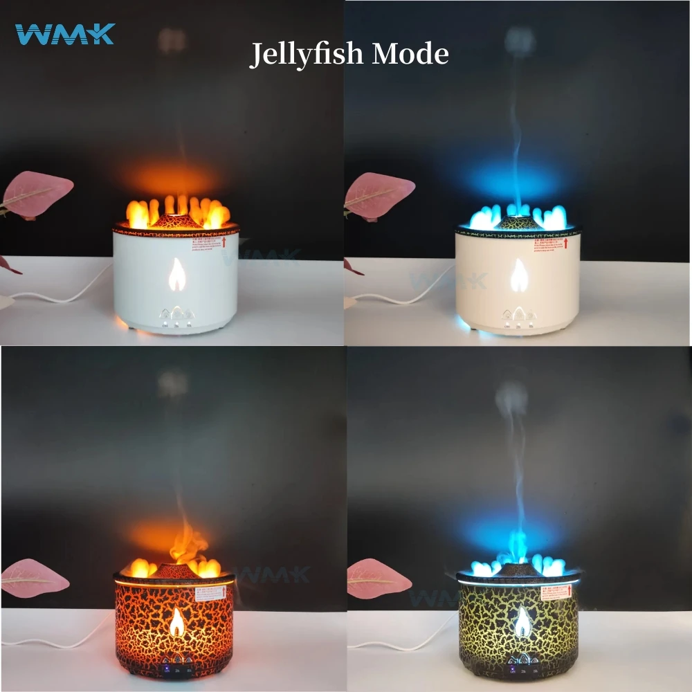 Volcano 3d Flame Ultrasonic Aroma Diffuser 360ml Volcano Jellyfish Spray Fire Flame Air ...
