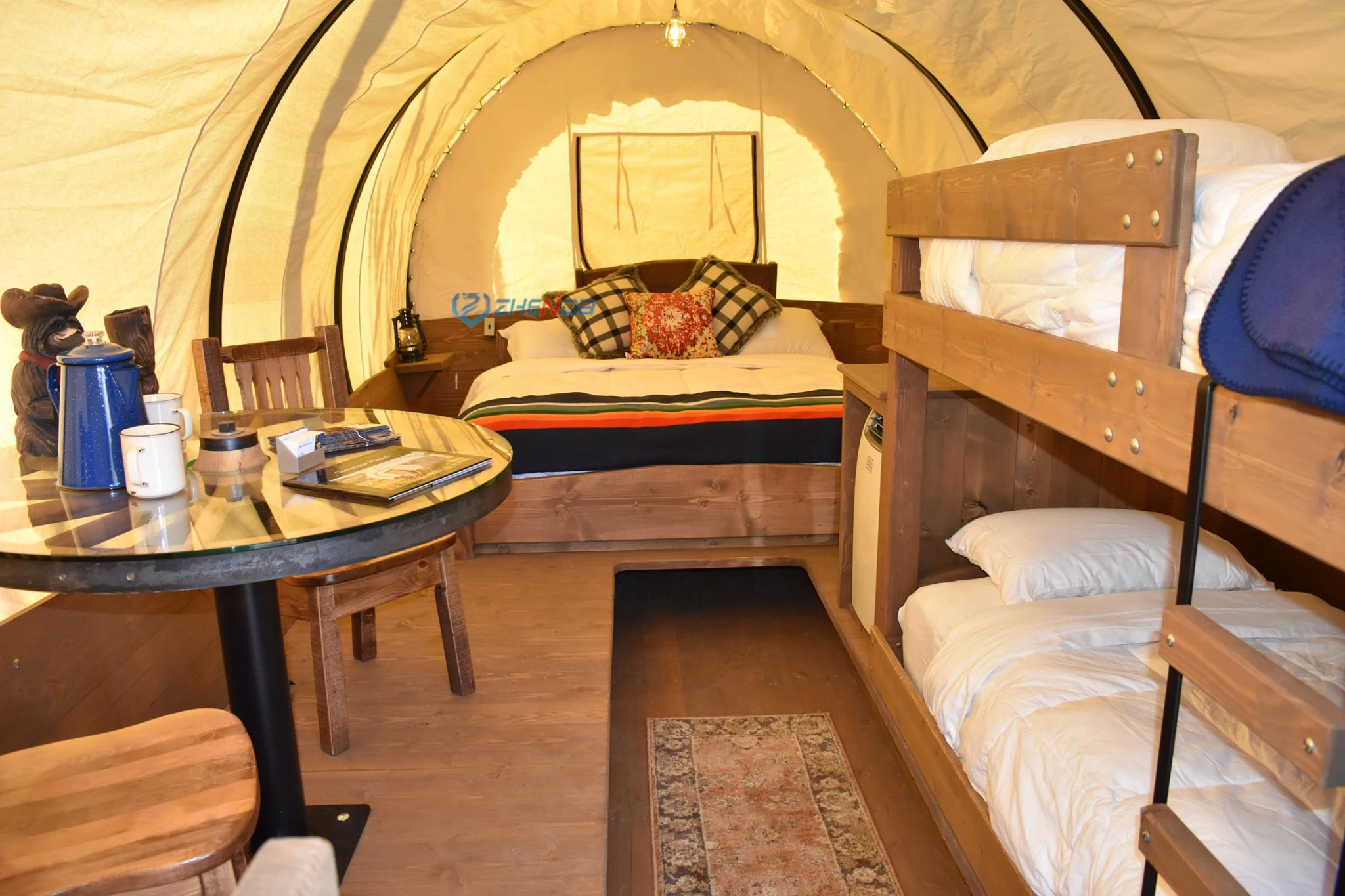 Vintage Carriage Tent Wooden with Ladder Glamping Tent for Hotel Resort ...