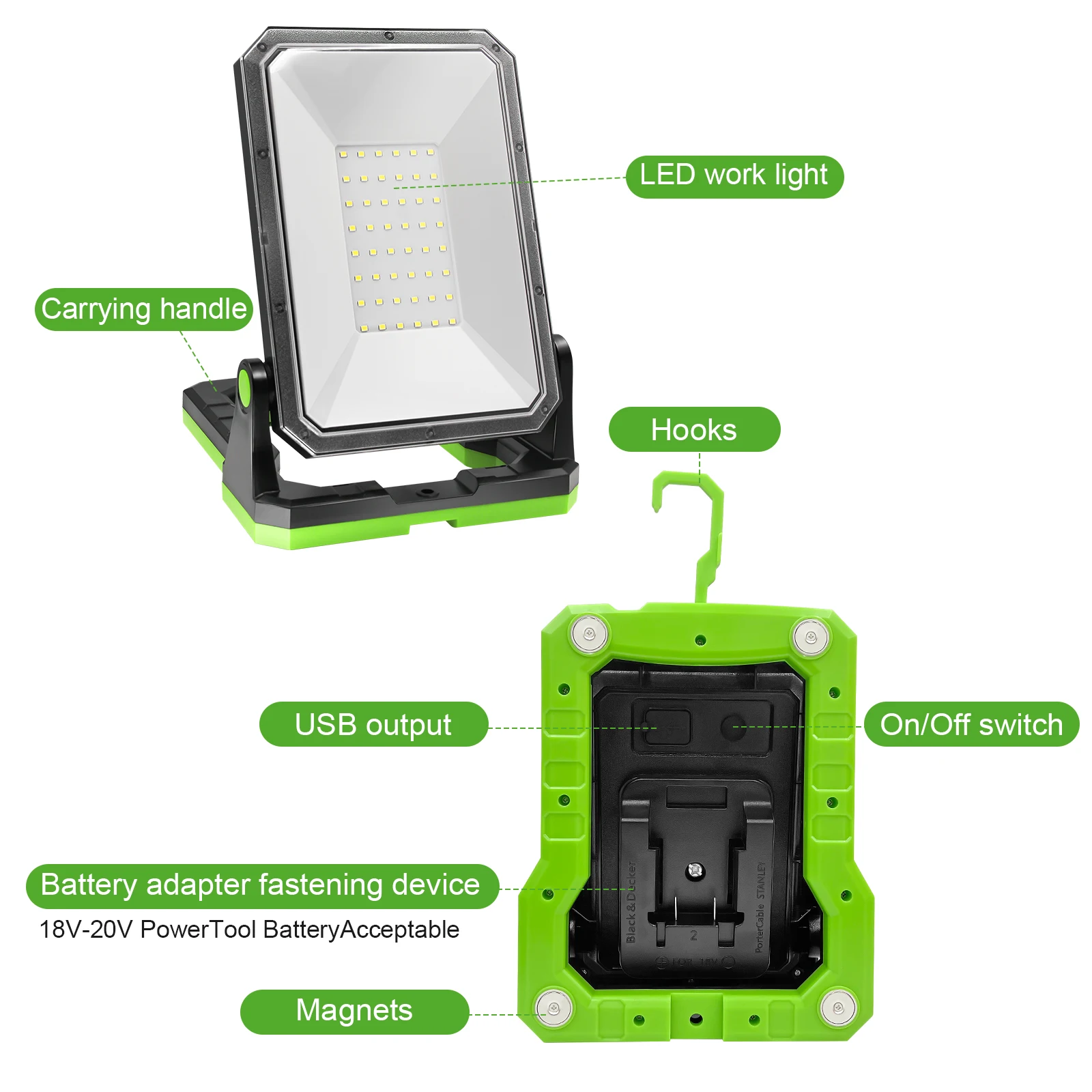 3000lm 30w Cordless Rechargeable Magnetic Led Work Light Battery ...