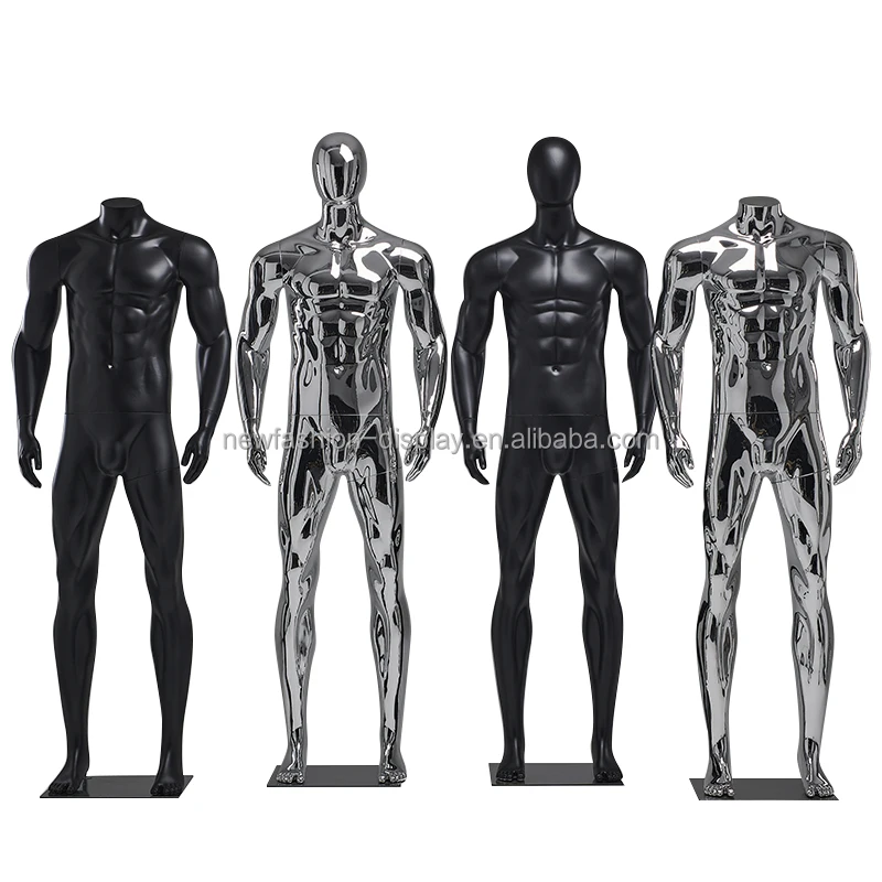 Wholesale Luxury Black Standing Headless Muscular Male Mannequin Chrome ...