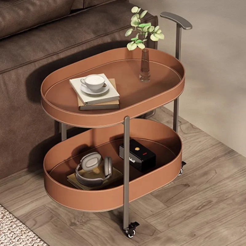 Saddle Leather Sofa Storage Side A Few Light Luxury Living Room Home ...