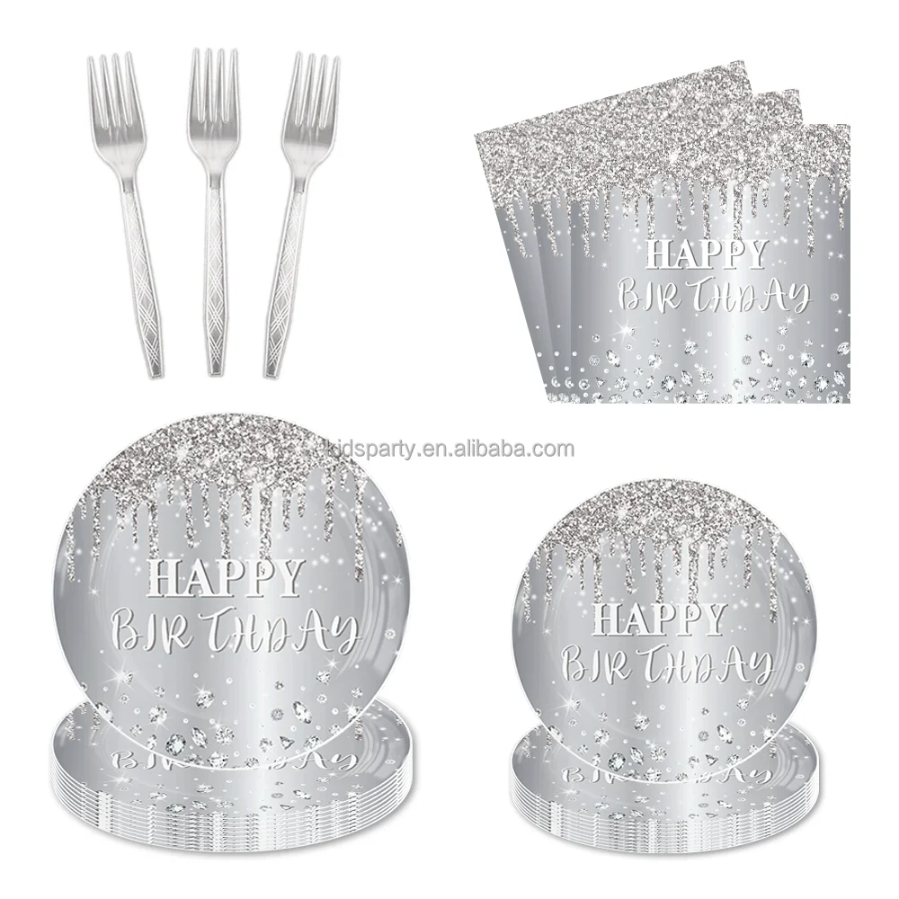 Silver Color Theme Birthday Party Decorations Happy Birthday Baby ...