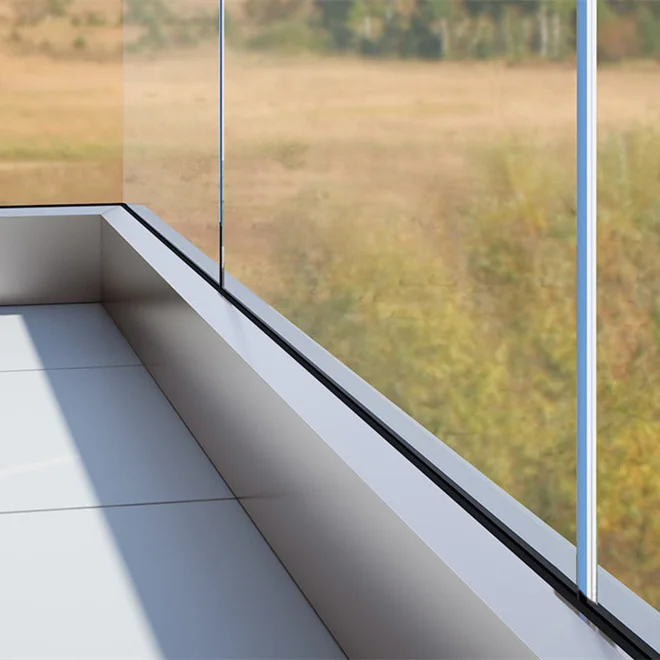 Aluminum U Channel Glass Balustrade Balcony Railing Frameless Glass ...