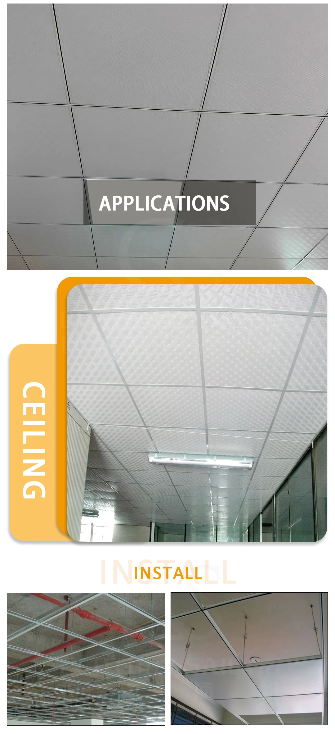 600*600 Ceiling Design for Office Vinyl Faced Plaster Ceiling Factory ...