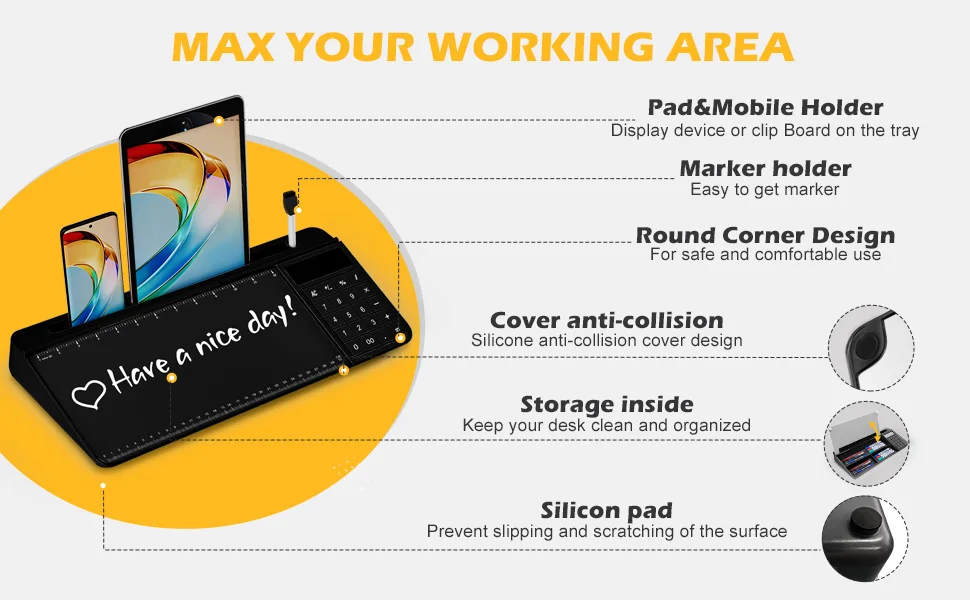 Desk Organizers Tilted Computer Keyboard Stand Dry Earse Board Desktop ...