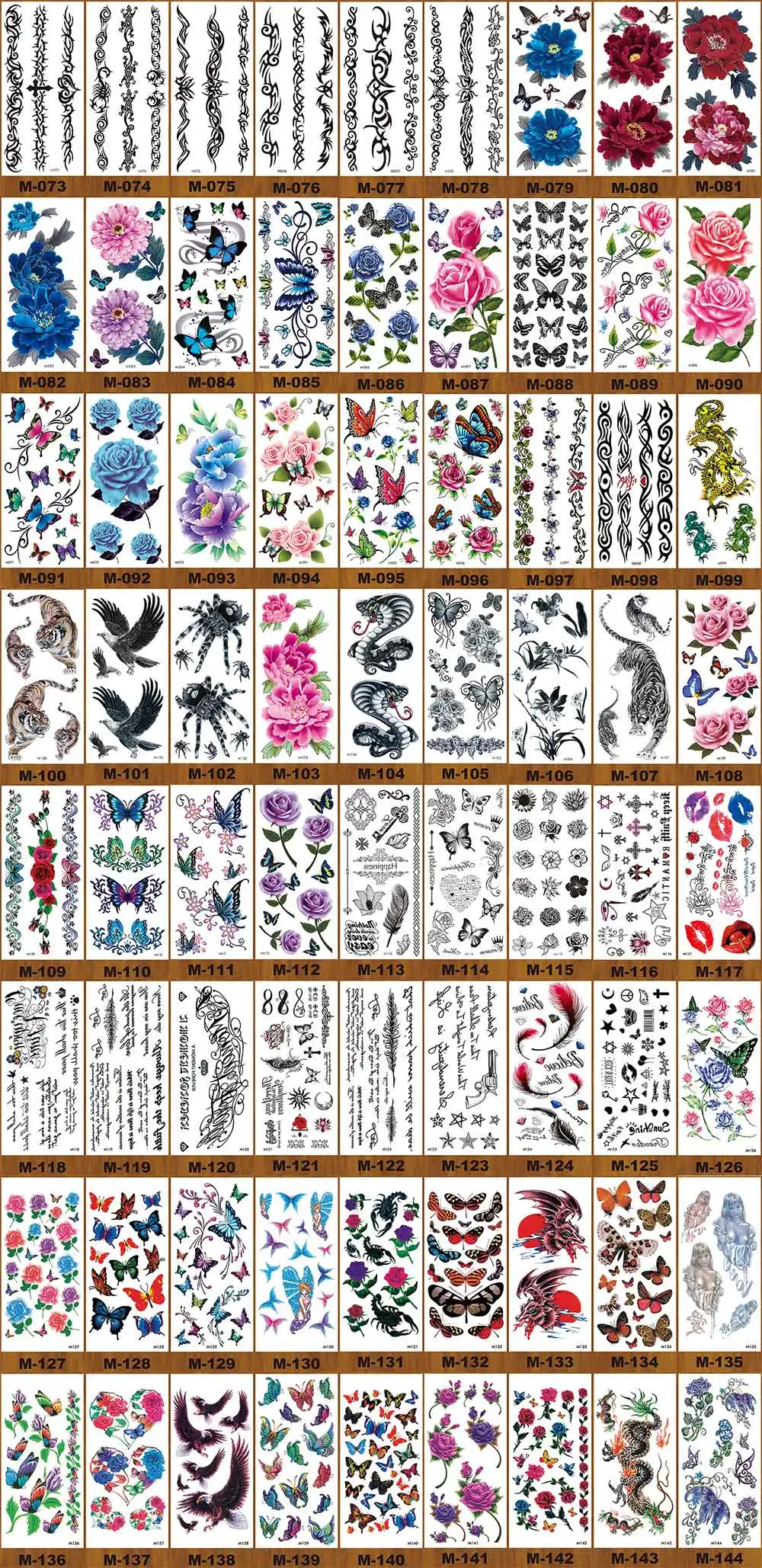 Factory Custom Waterproof Body Art Temporary Flower Rose tiger ...