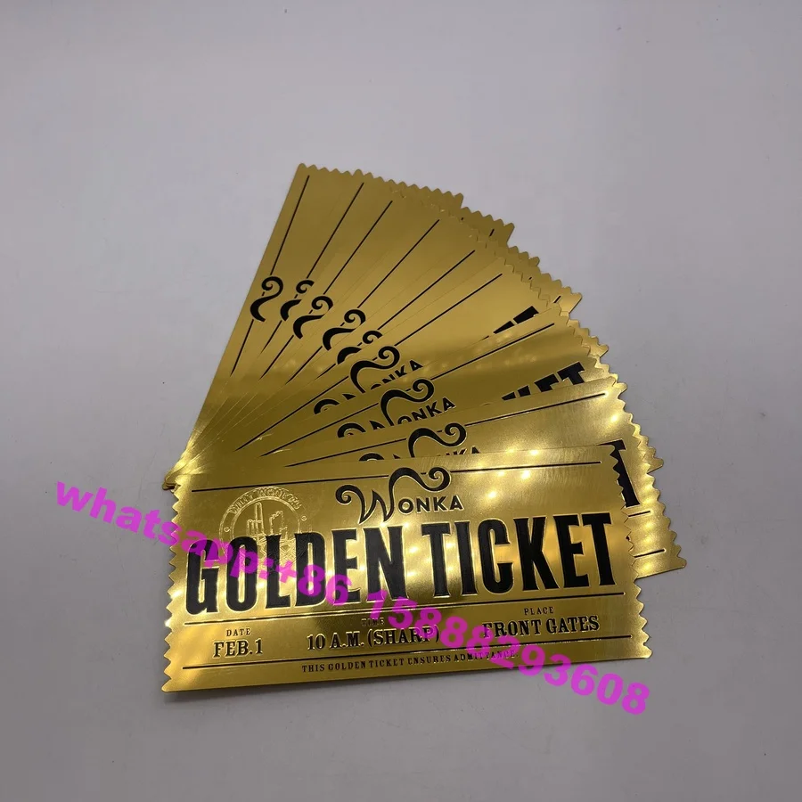 Wholesale Willy Wonka Golden Ticket Cartoon Movie Gold Ticket Chocolate ...