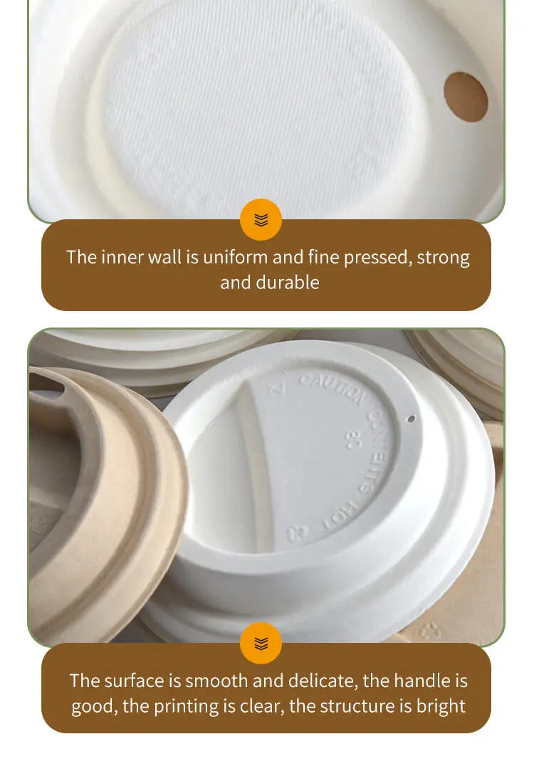 Composable Lid - Biodegradable 80-90mm Pulp Paper Cover