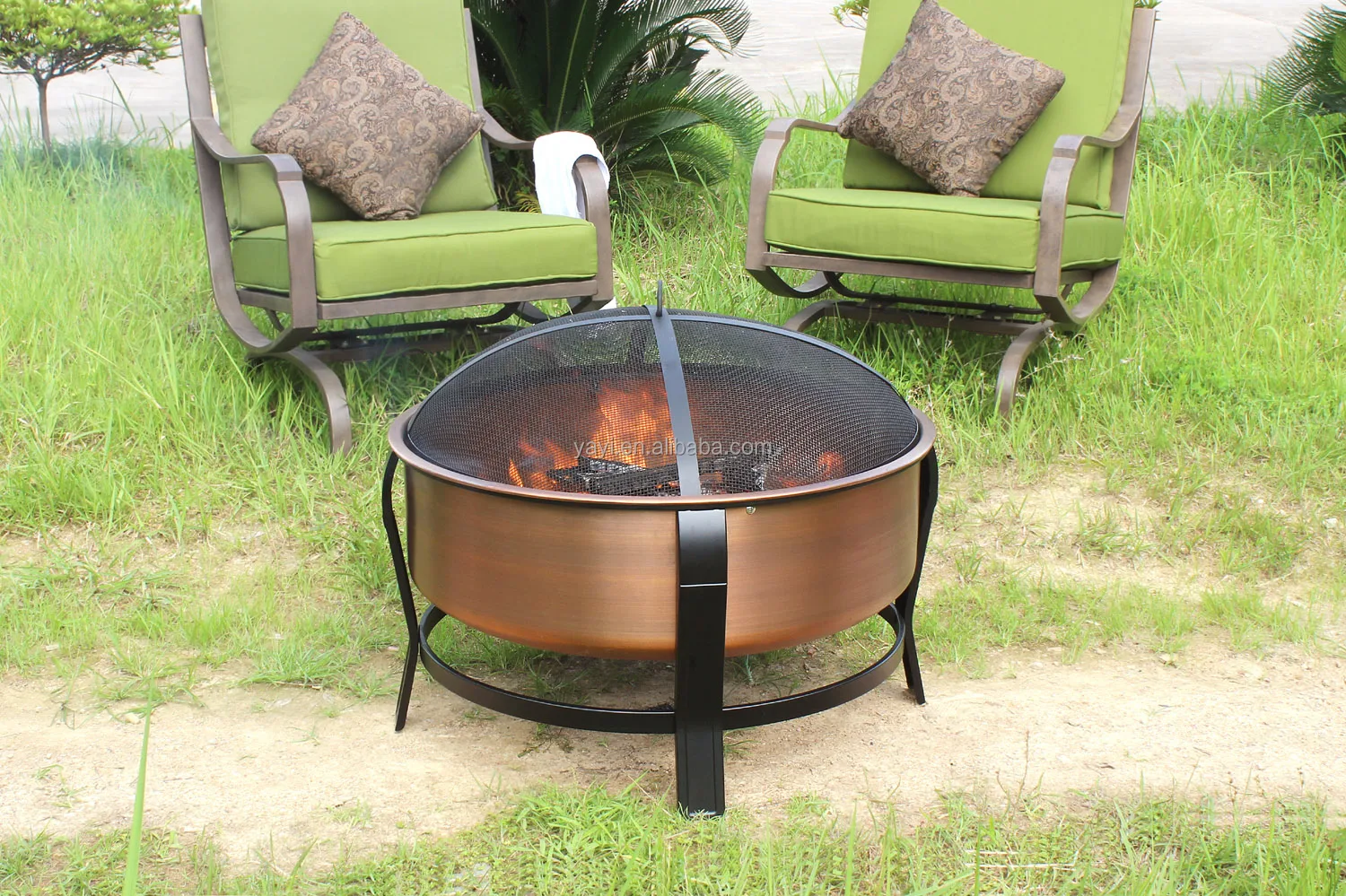 Wood Burning Mild Steel Round Patio Swimming Pool Beach Bonfire Pit ...