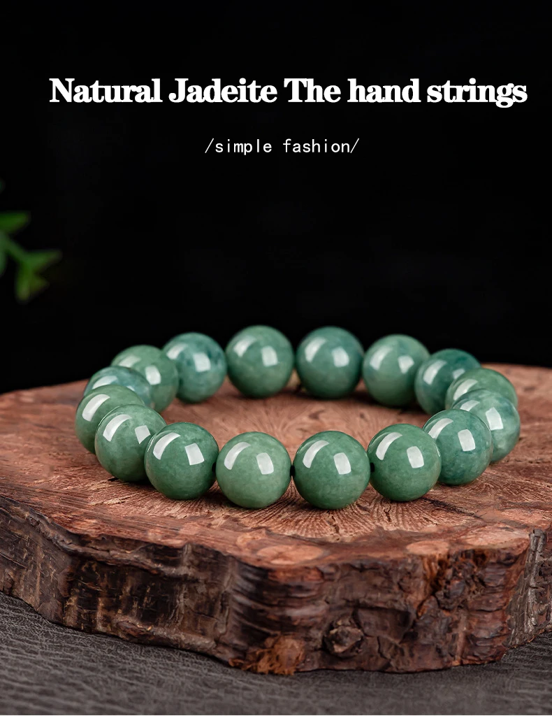 Genuine Natural Jadeite Circular Beads Jade Bracelet Men's and Women's ...