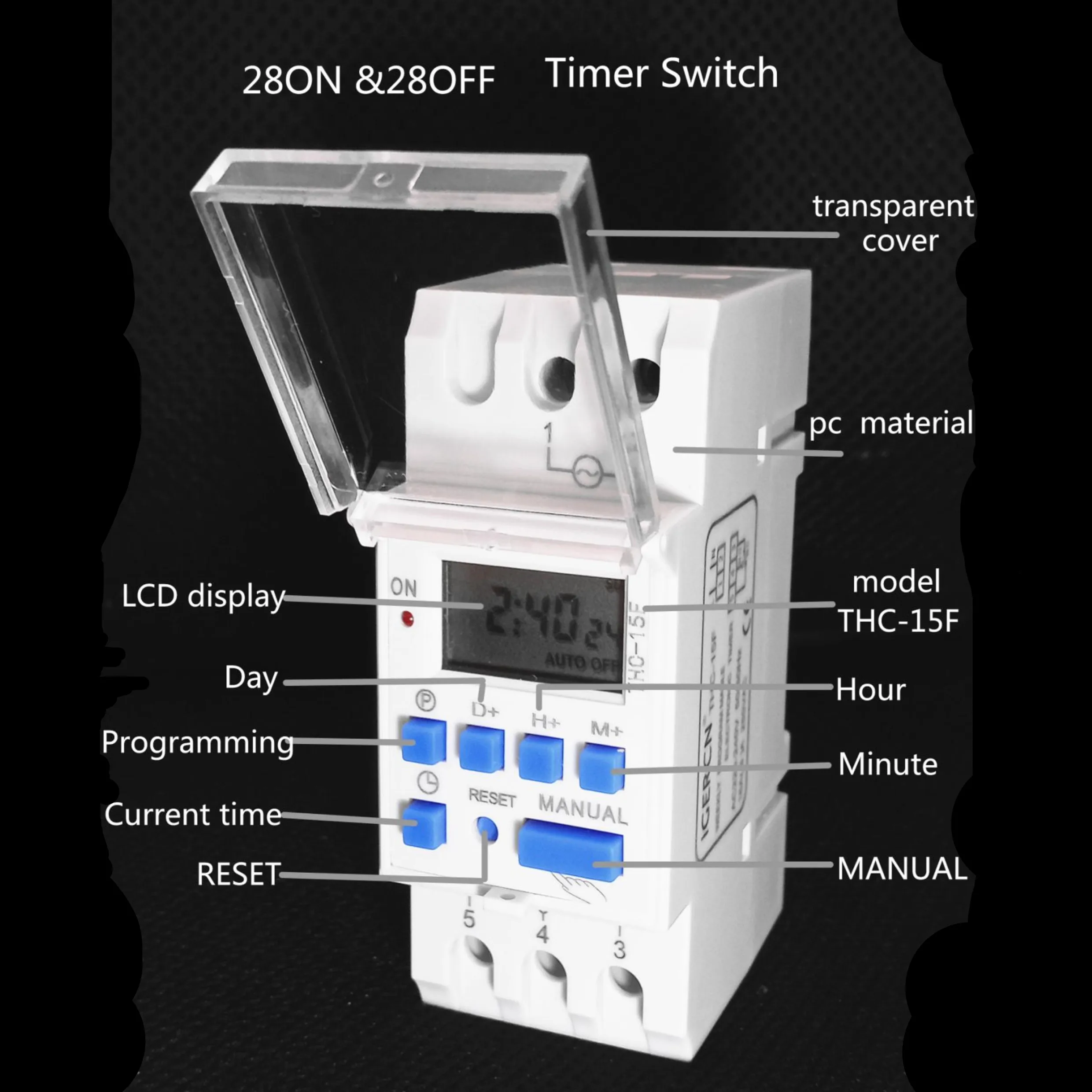 24V DC Programmable Timer Relay Switch - THC-30F Bell Control