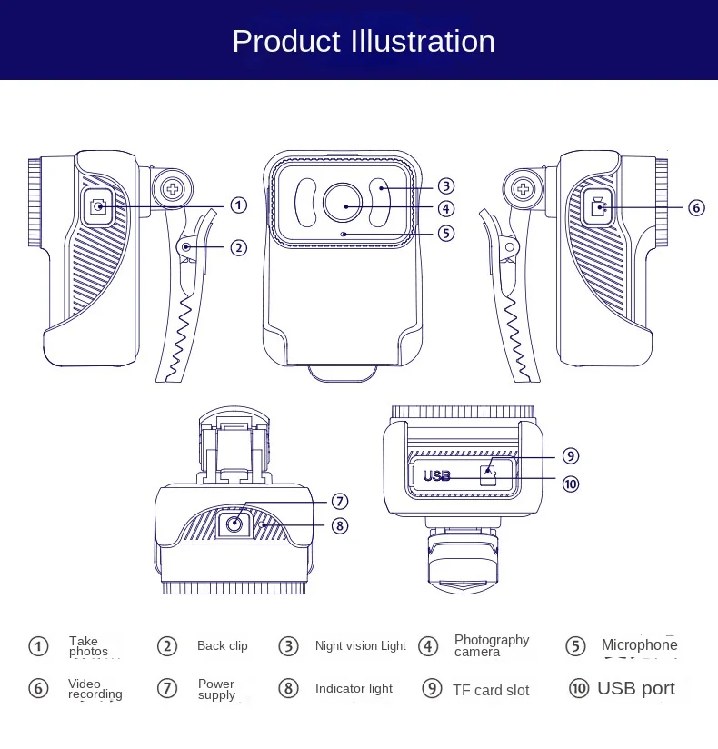 Waterproof 1080p Wifi Camera Mp4 Format Dv Action Cam Law Enforcement ...