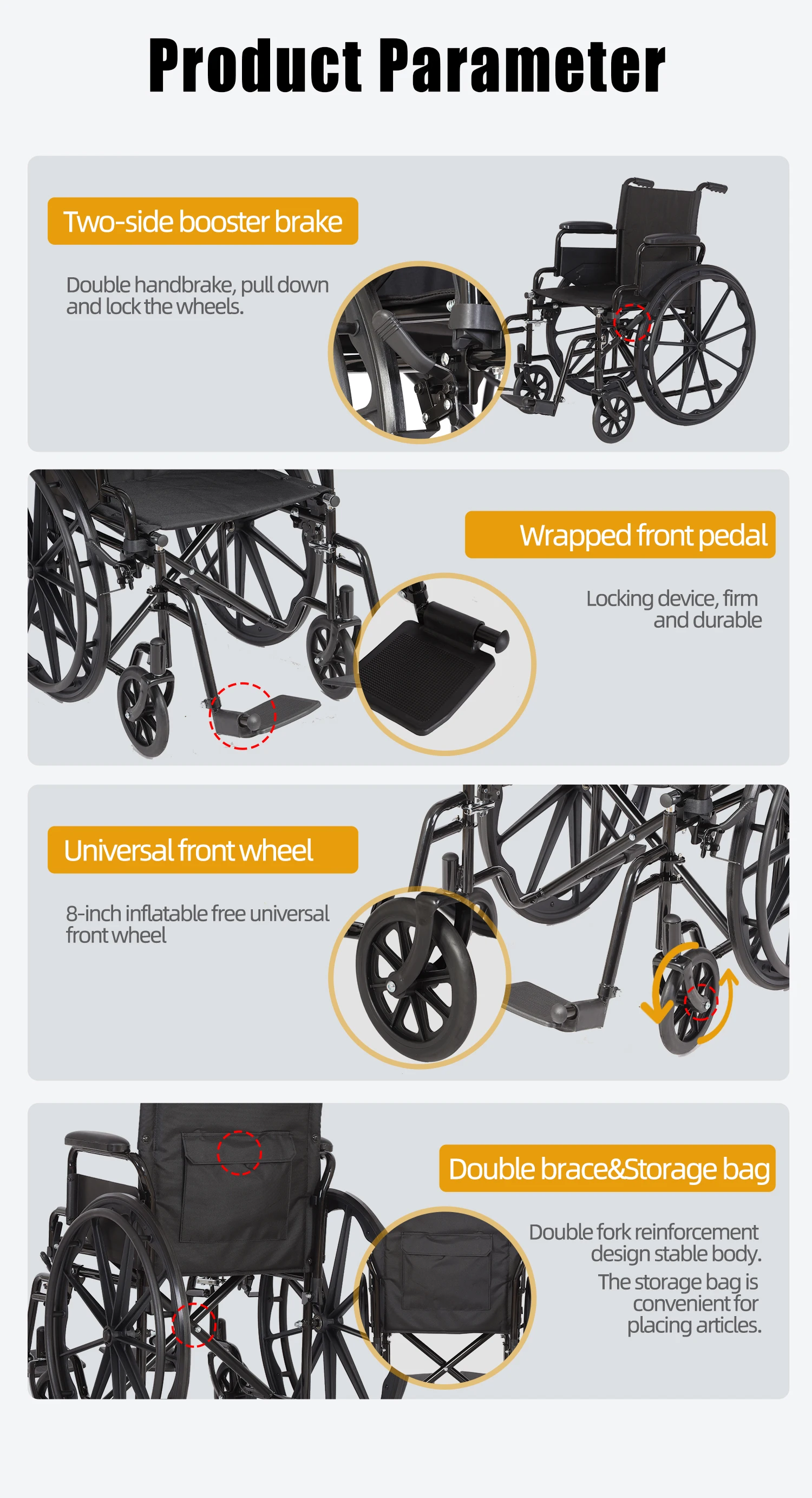 Cheap Manual Wheelchair Steel Foldable Wheelchair Disability Chairs ...