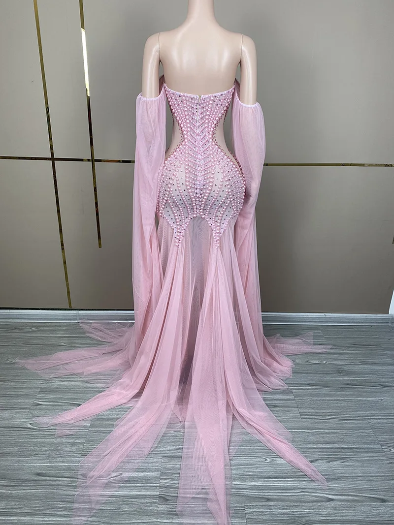 Pink Pearl Trailing Dress Design Sheath Fishtail Dress Luxury Princess ...