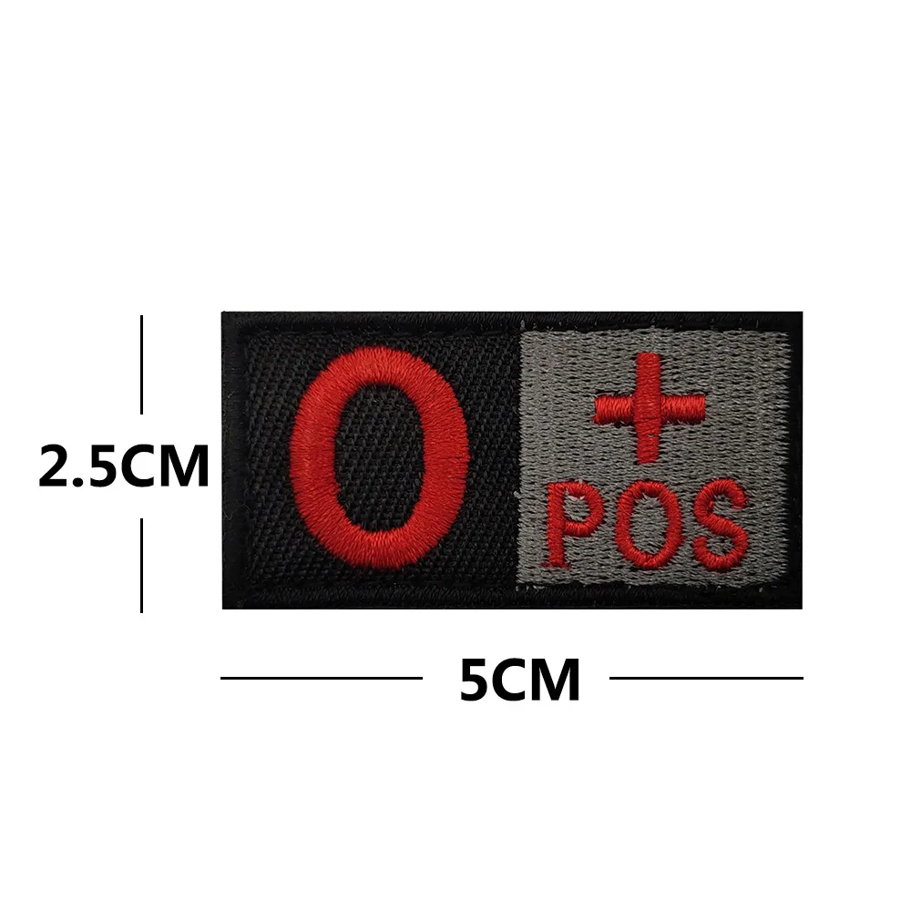 Machine Embroidered Blood Type Patches for Tactical Gear
