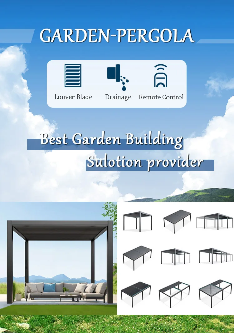 Modern Luxury Bioclimatic Pergola Kit with Motorized Louver Aluminum ...