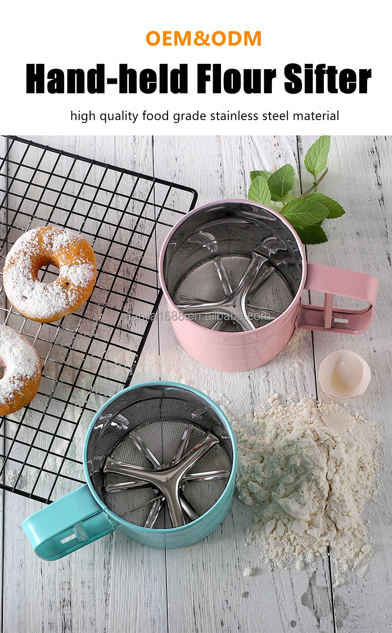 Manjia PINK GREEN Flour Sifter - Eco-Friendly Baking Tool