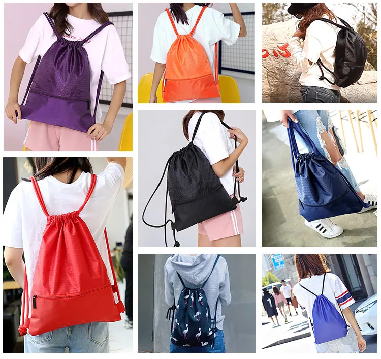 Drawstring Bags Reflective Sports Gym Backpack Pull String Custom ...