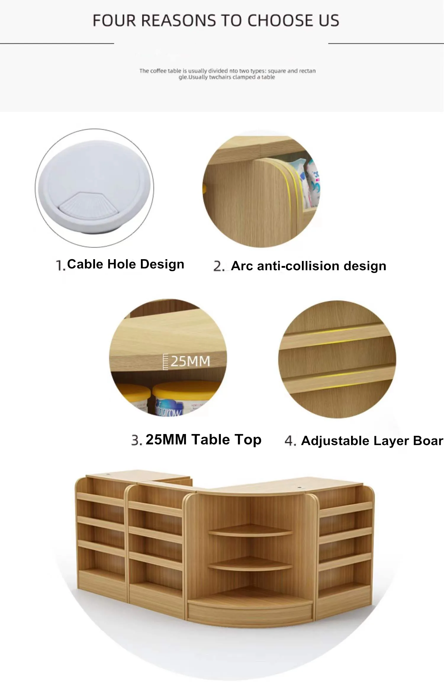 Retail Wood Cashier Table U Shape Small Luxury Pos Register Checkout ...