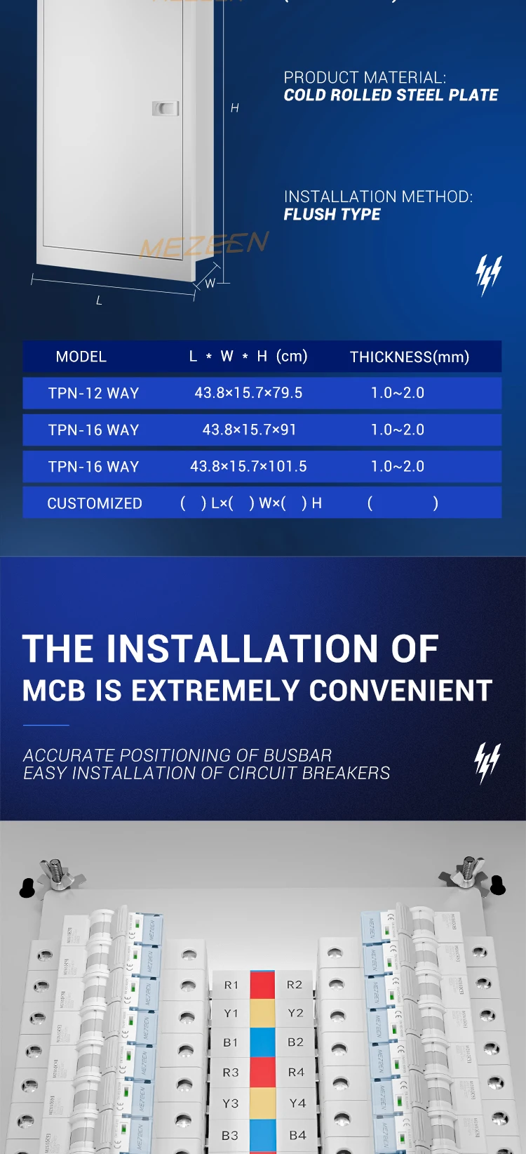 MCB MCCB Distribution Enclosure IP65 - Power & Customization
