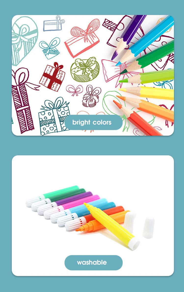 Art Supplies 150pcs Deluxe Wooden Coloring Drawing Sets Creative Gift ...