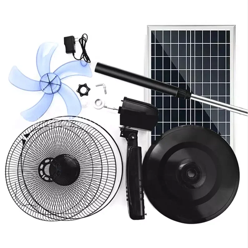 Ac Dc Rechargeable Solar Powered Electric Solar Fan With Solar Panel ...