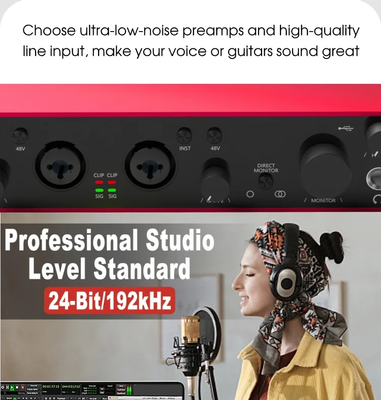 Studio USB Audio Interface Sound Card Recording Dynamic Activator ...