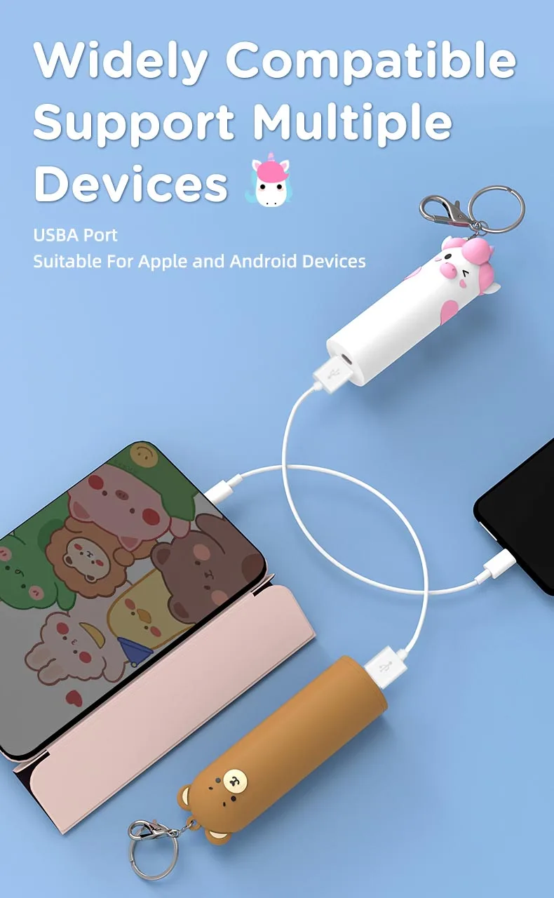 Custom Gift Cartoon Cute Unicorn PowerBank Type C Portable Outdoor ...