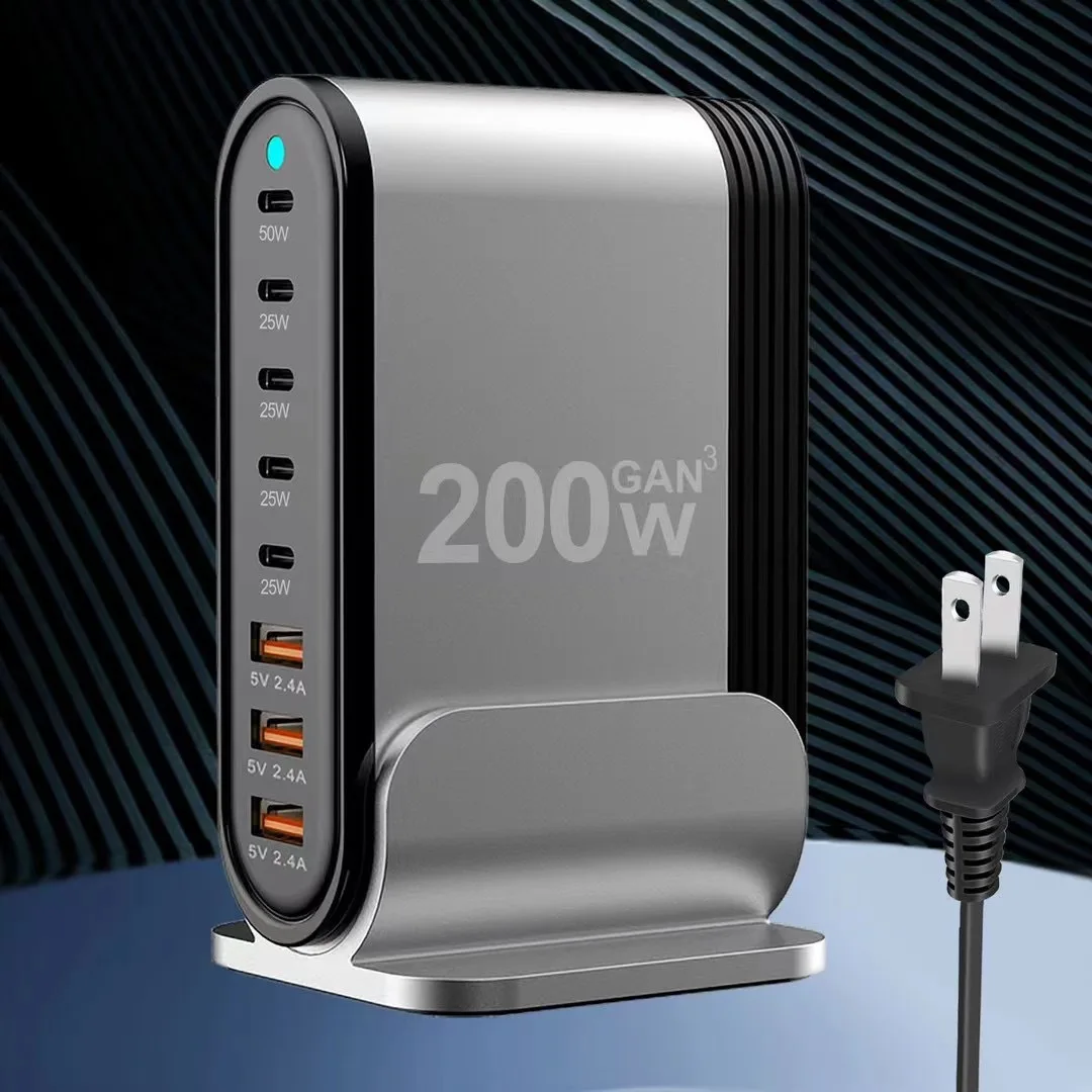 200w Pd Power Supply Type A Usb C Multi 7 Ports Desktop Fast Charging ...