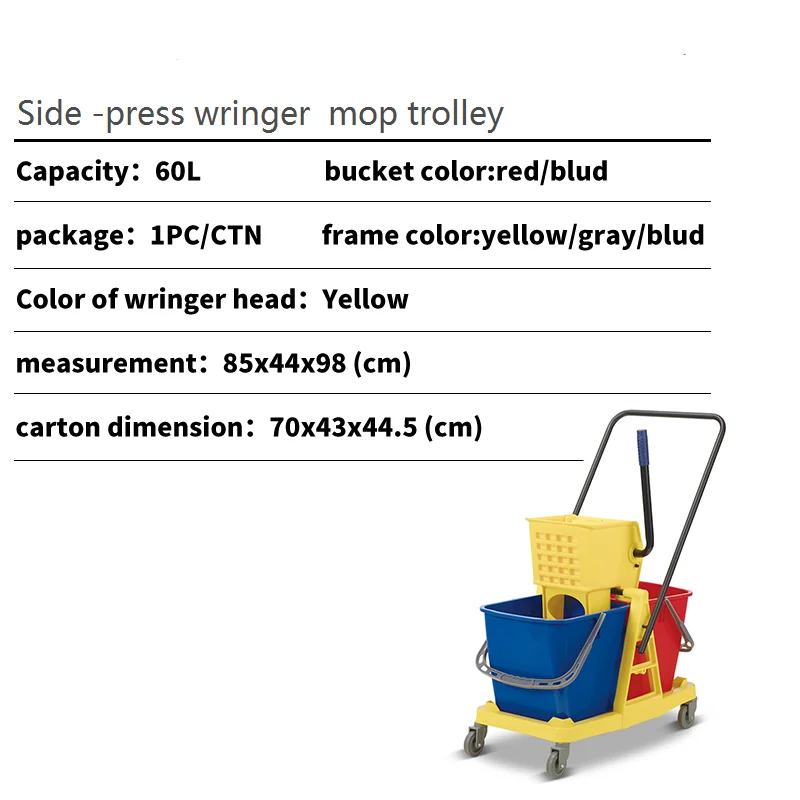 Double Mop Bucket With Wringer Model Capacity 60l Double Mop Trolley ...