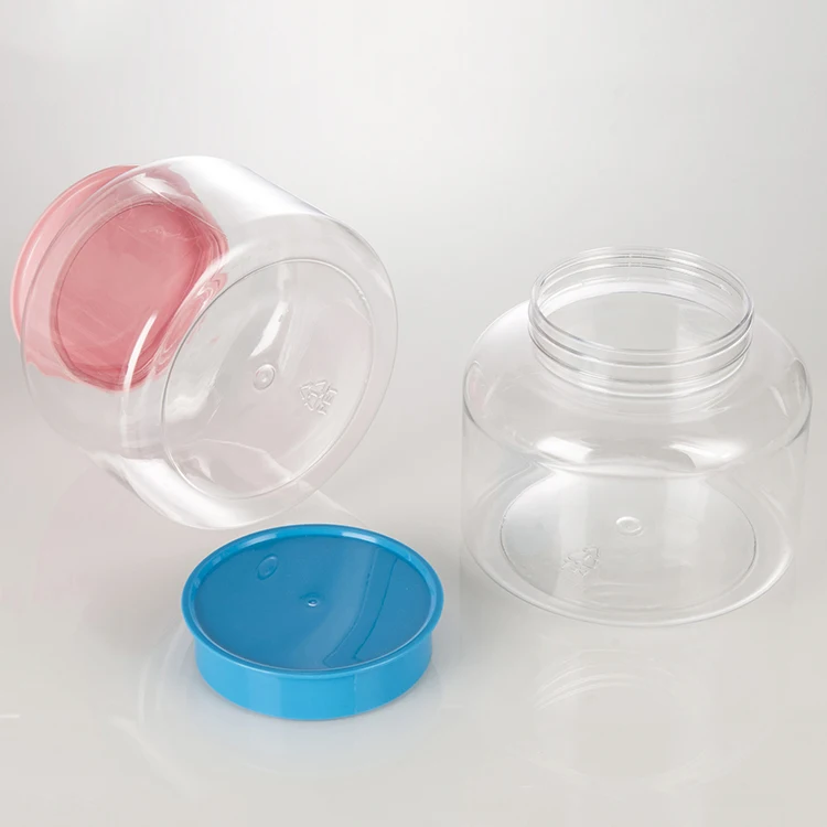 Unique Design 1200ml Clear Pet Plastic Container Oval Food Jars With Handle Airtight Caps - Buy ...