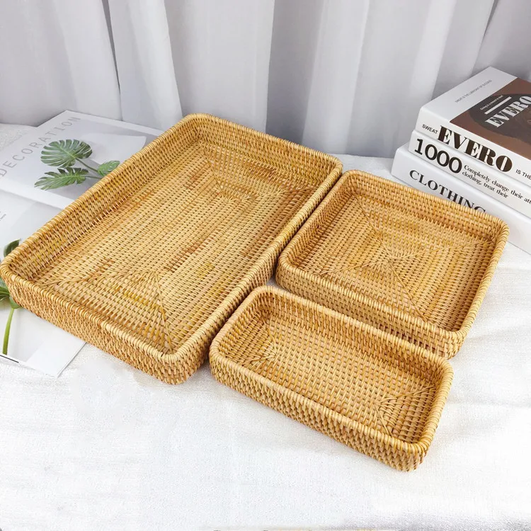 Long Narrow Rattan Tray for Bathroom Vanity Trays Decorative Jewelry ...