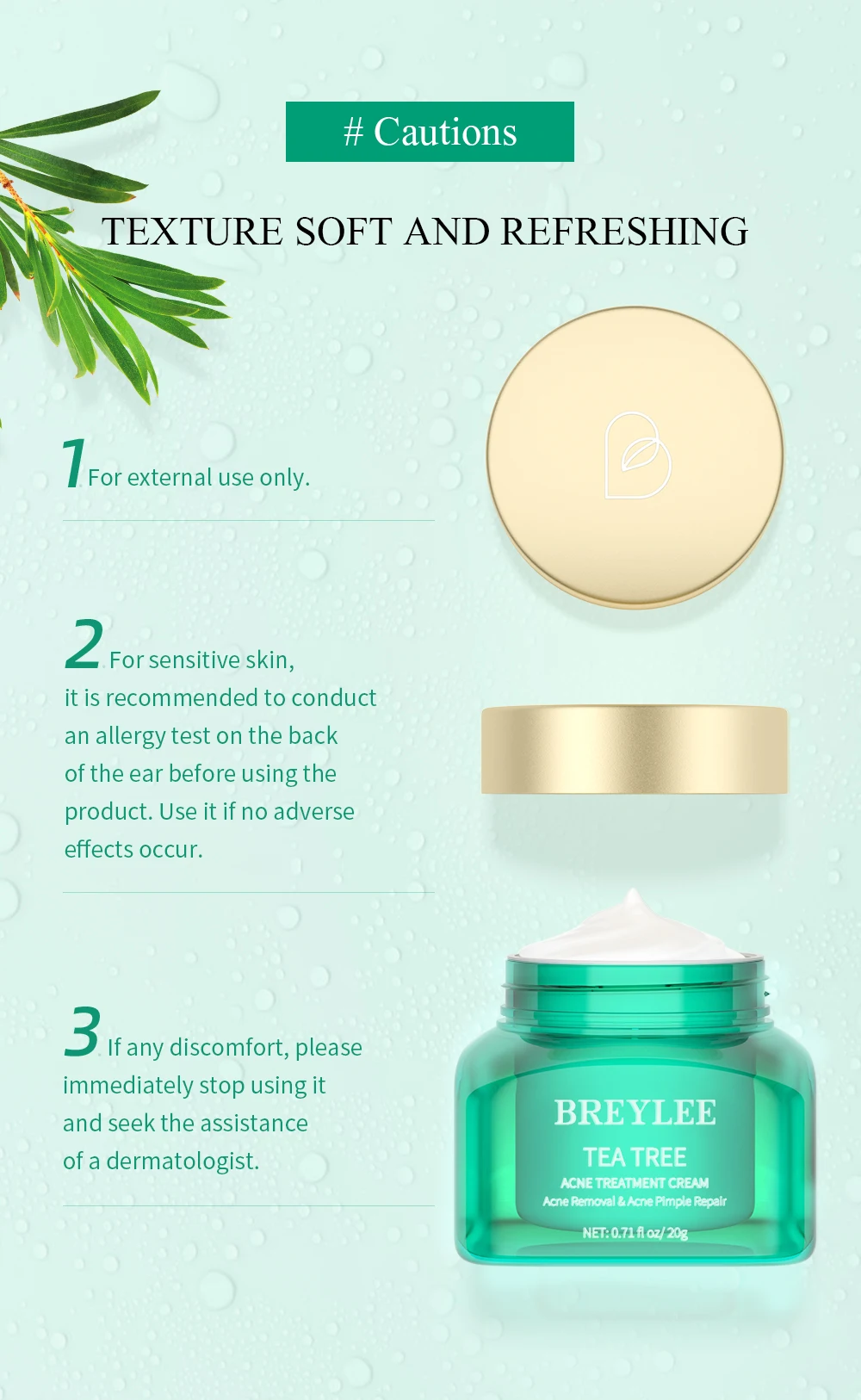 Breylee Tea Tree Essential Acne Removal Moisturizing Soothe Skin Acne ...
