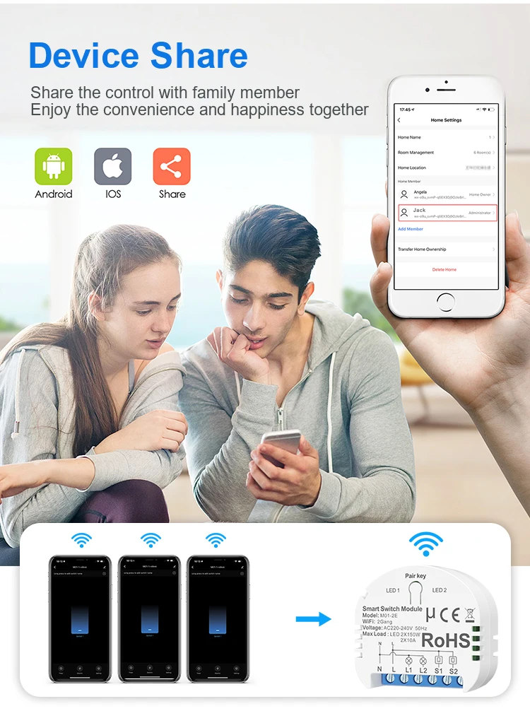 100-240v 150w Smart Life/tuya App Remote Control Work With Alexa Mini Smart Wifi Switch Wifi ...