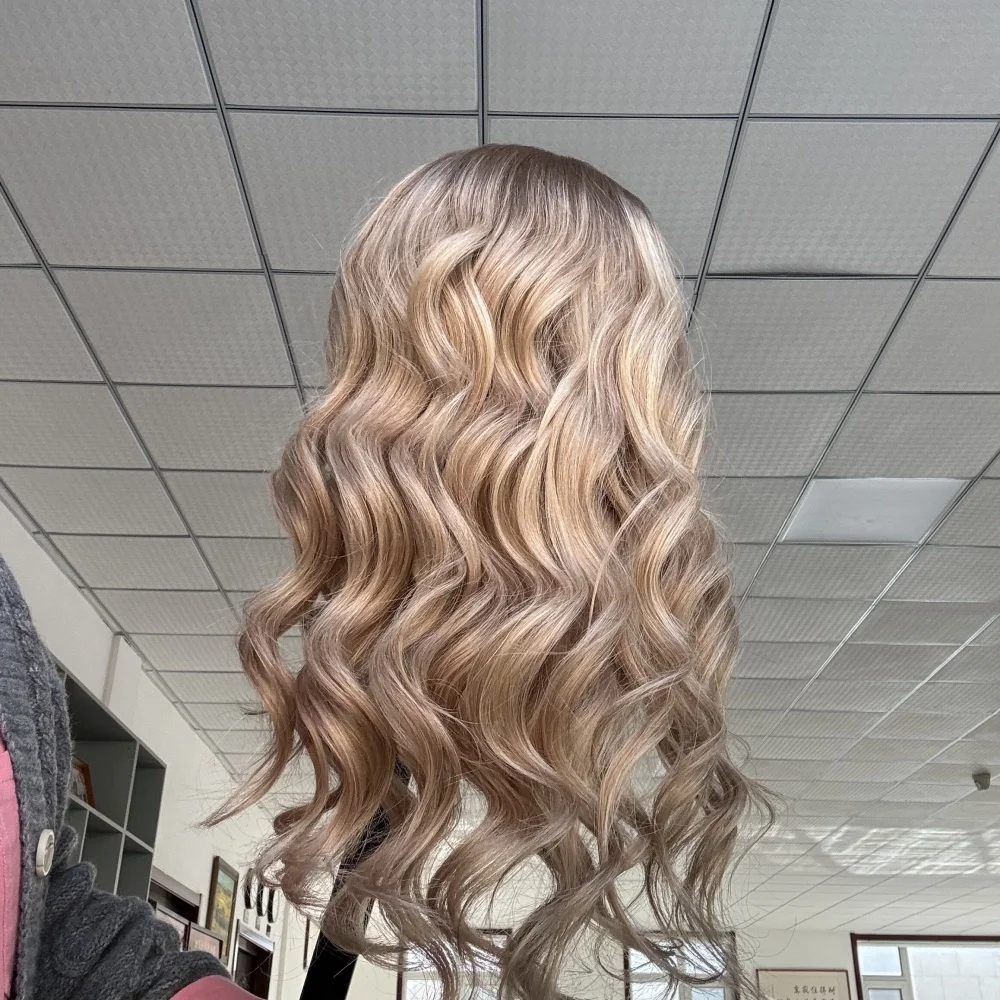 Sandy Balayage Color Human Hair Wig Luxe Cap Silk Base Wig Luxury ...