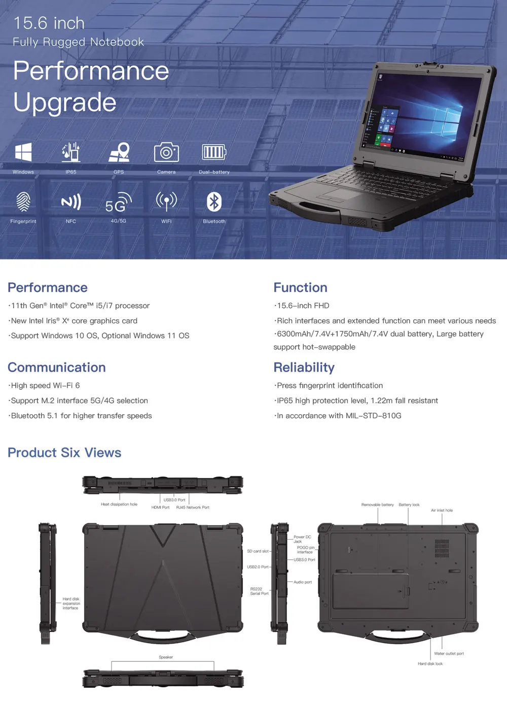 Ruggedized 15.6 Inch Industrial Laptop - 8050 Mah Battery