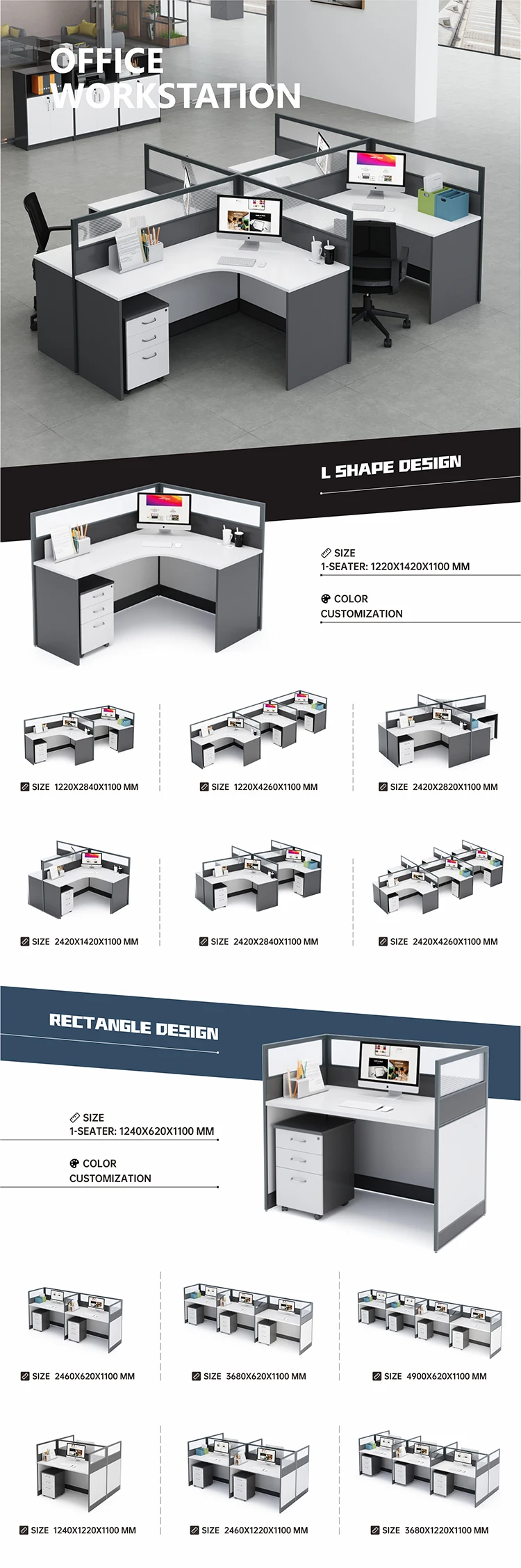 High Quality Movable Modular Workstation Desk Office Furniture Computer ...