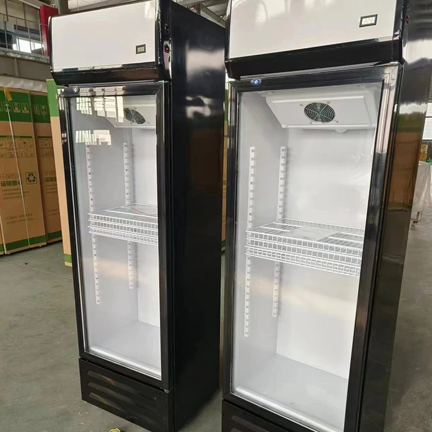 Comercial Merchandising Refrigerators Vertical Soft Drink Beverage Display Chiller with One Door ...