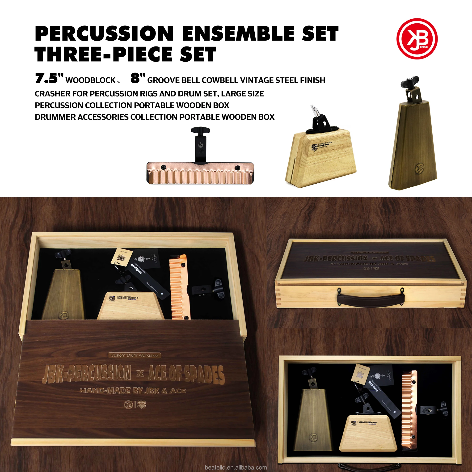 Fast Shipping Percussion Instrument Solid Wood Block Portable Metal ...