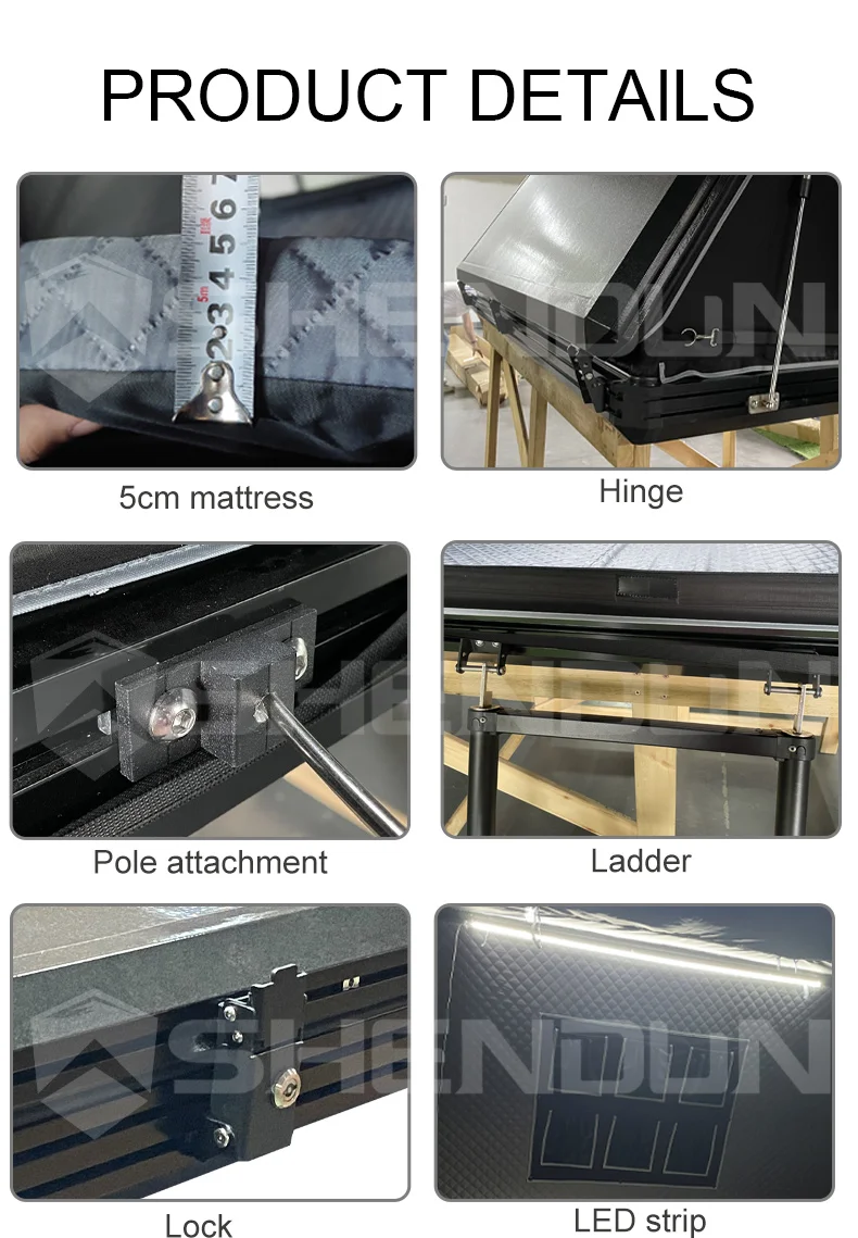 SNDN Outdoor Hard Top Folding Side Opening Roof Top Tent Aluminum ...