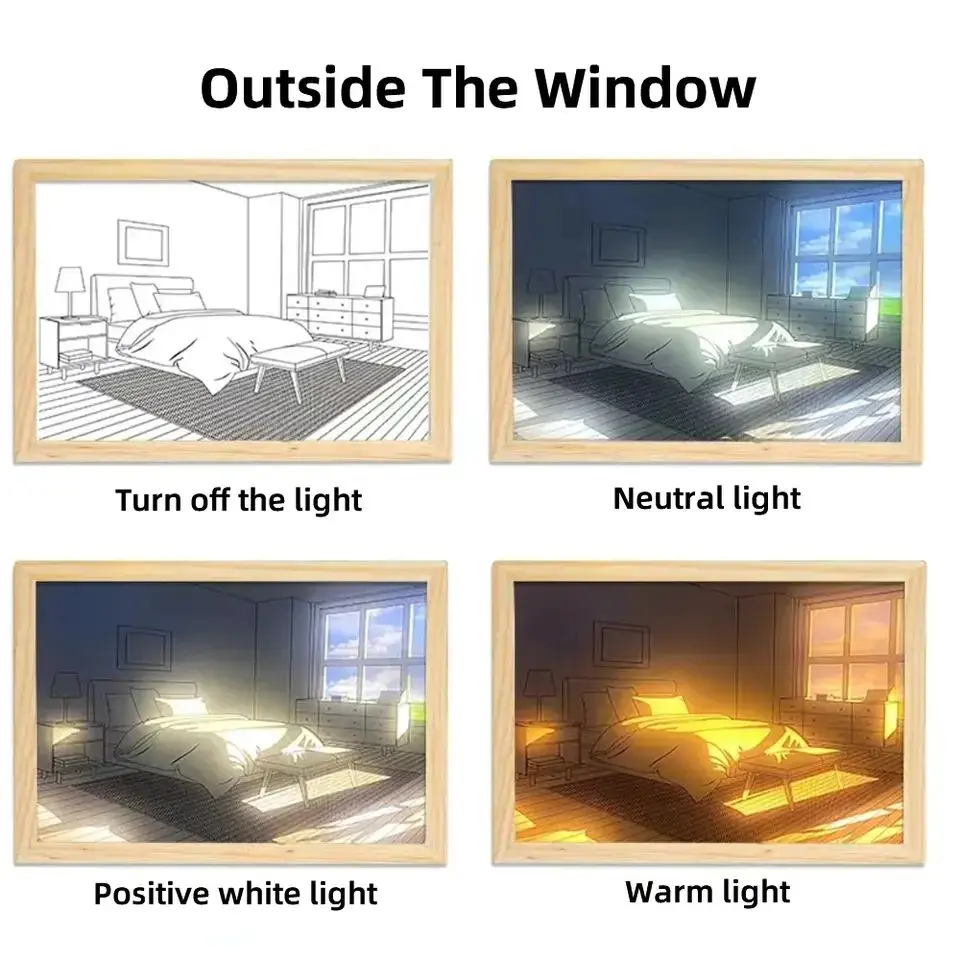 3d Wall Art Home Decor Wooden Photo Frames Picture Led Light Paintings ...