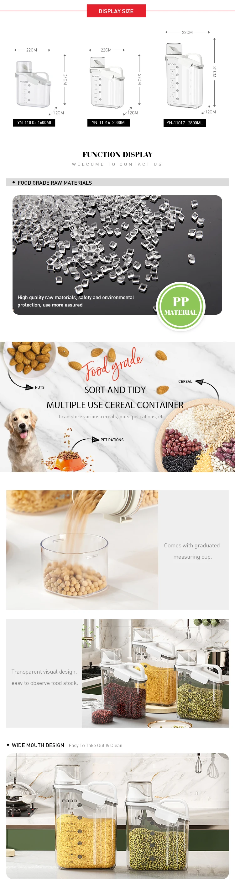 Grain Transparent Tank Rice Barrel Eco Friendly Plastic Bulk Food ...