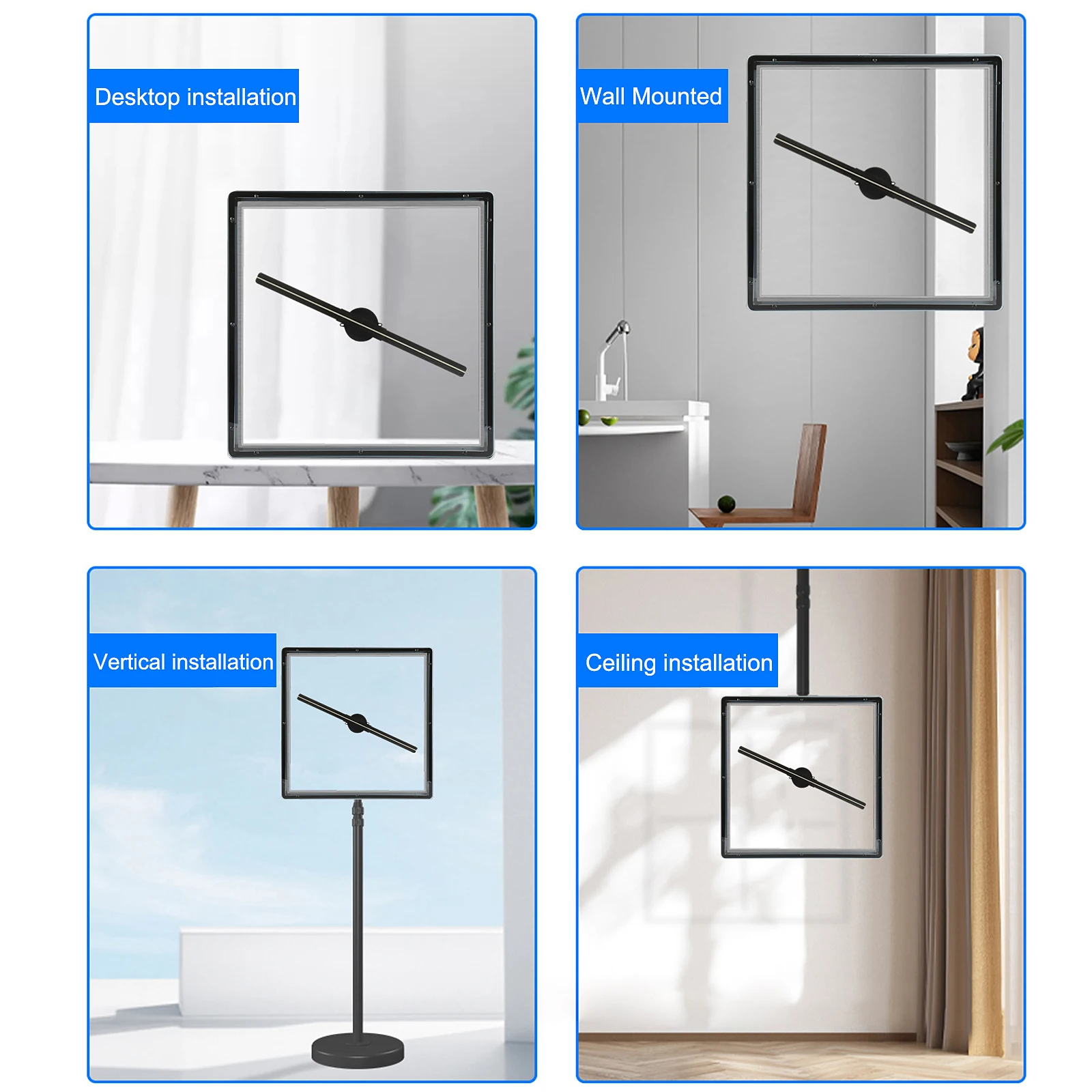 Newest 3D Holographic Display Fan With Cover 45cm WiFi Control LED Sign ...