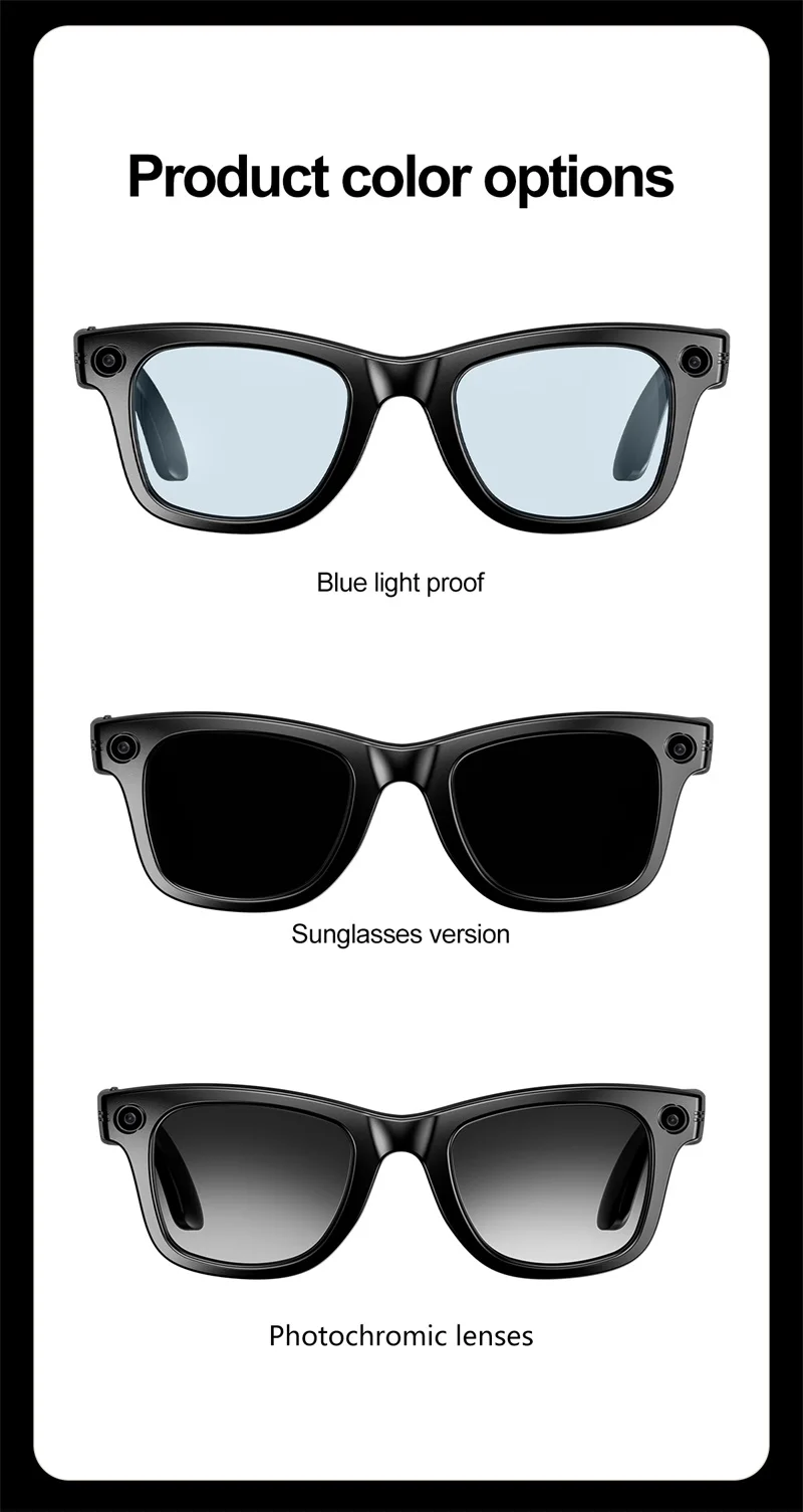 W600B AI Smart Glasses with Real-Time Translation 2K Camera Voice ...