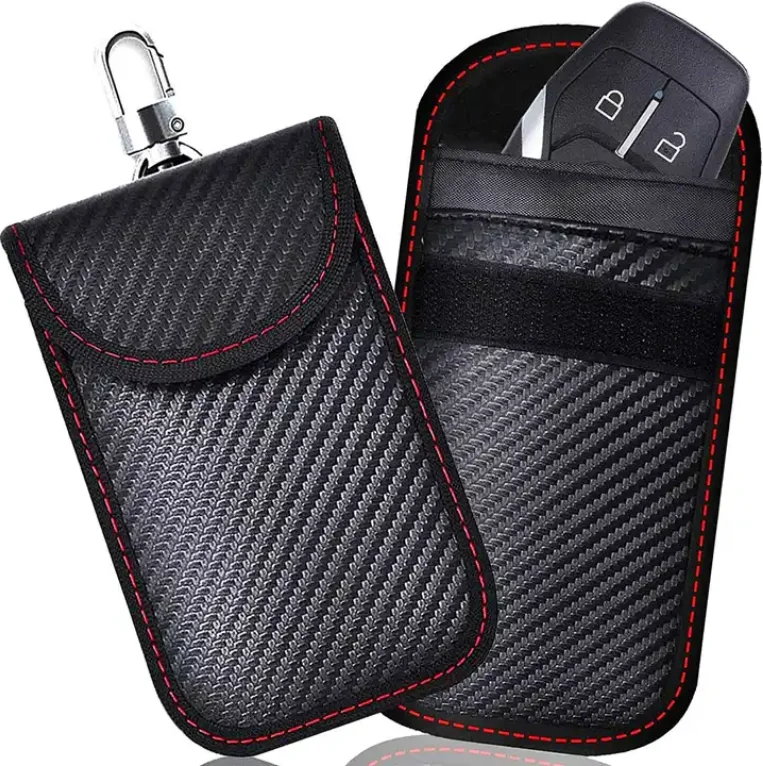 Carbon Fiber Faraday Key Fob Protector Compact Car Key Signal Blocking ...