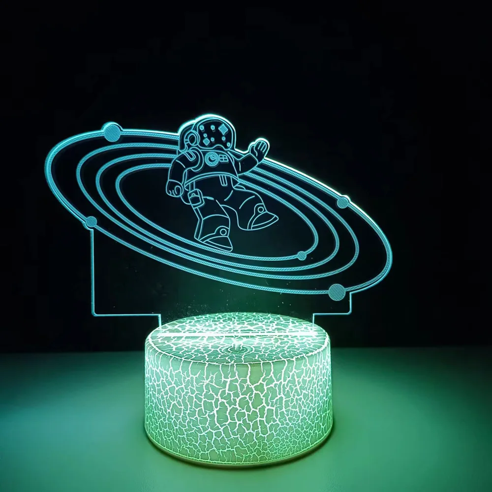 Acrylic Table Lamp Luxury Modern 3D Astronaut LED Night Light 7 Color ...