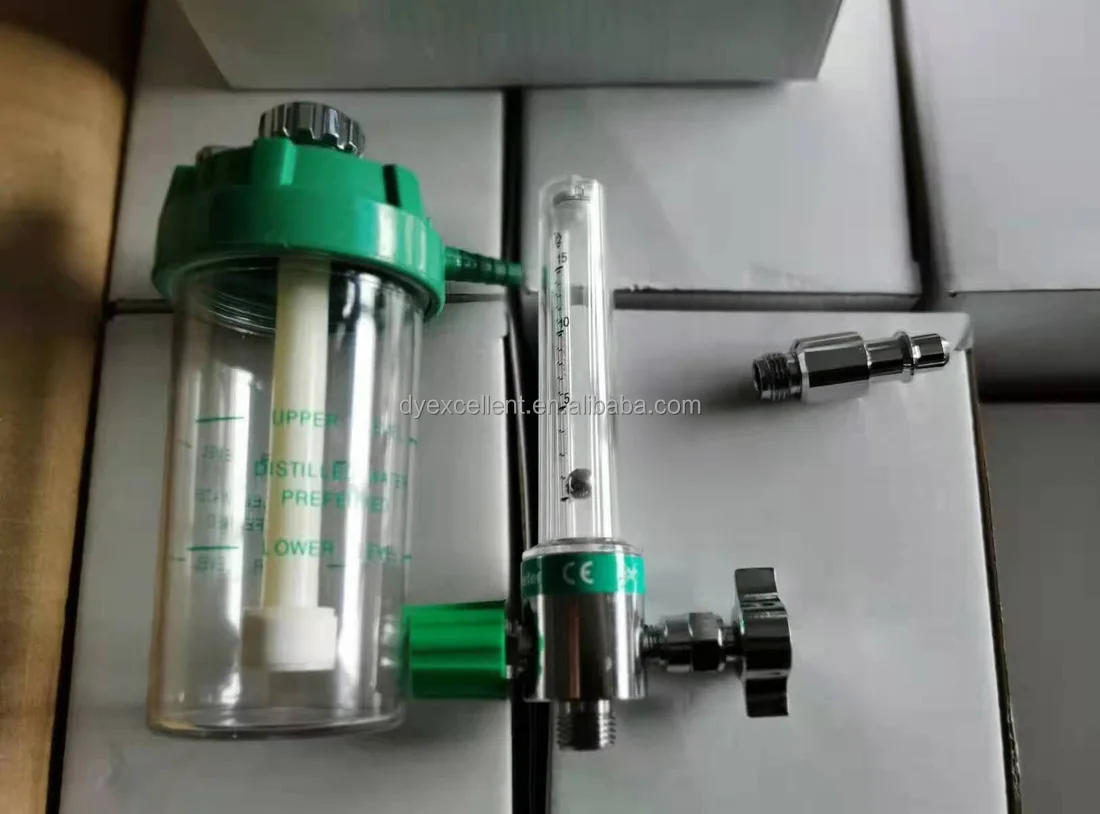 Medical Wall Type Oxygen Flowmeter With Din Adapter With Humidifier ...
