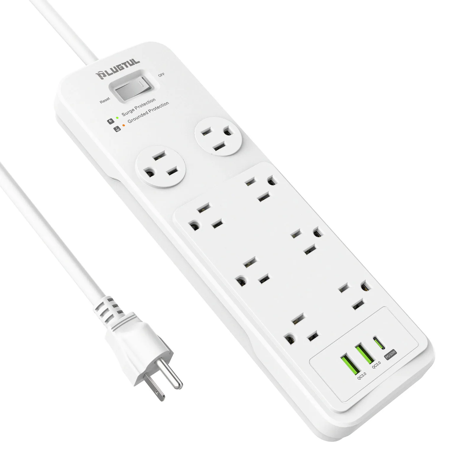 Us Multi Plug Desktop Surge Protector 8 Outlets Power Strip Desk Mount ...