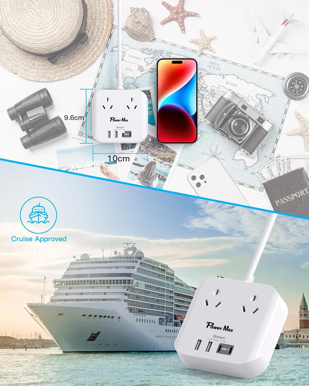 AU Standard 2 AC Outlet Power Board with 2 USB-A+2USB-C and 4 Type Plug ...