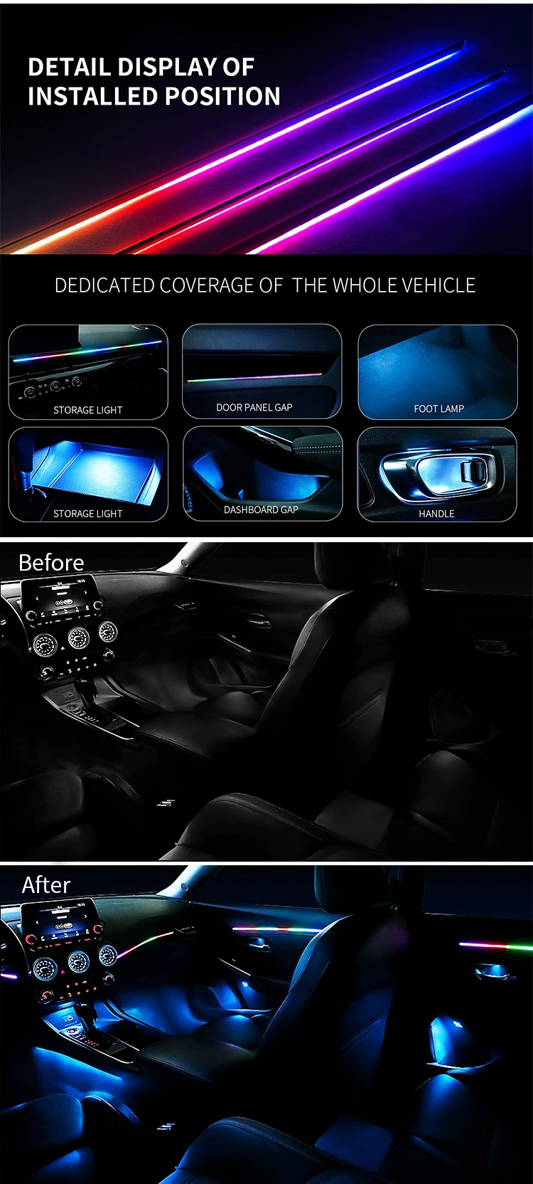 Universal 18 in 1 Symphony Led Atmosphere Lights Car Rgb Acrylic Strips ...